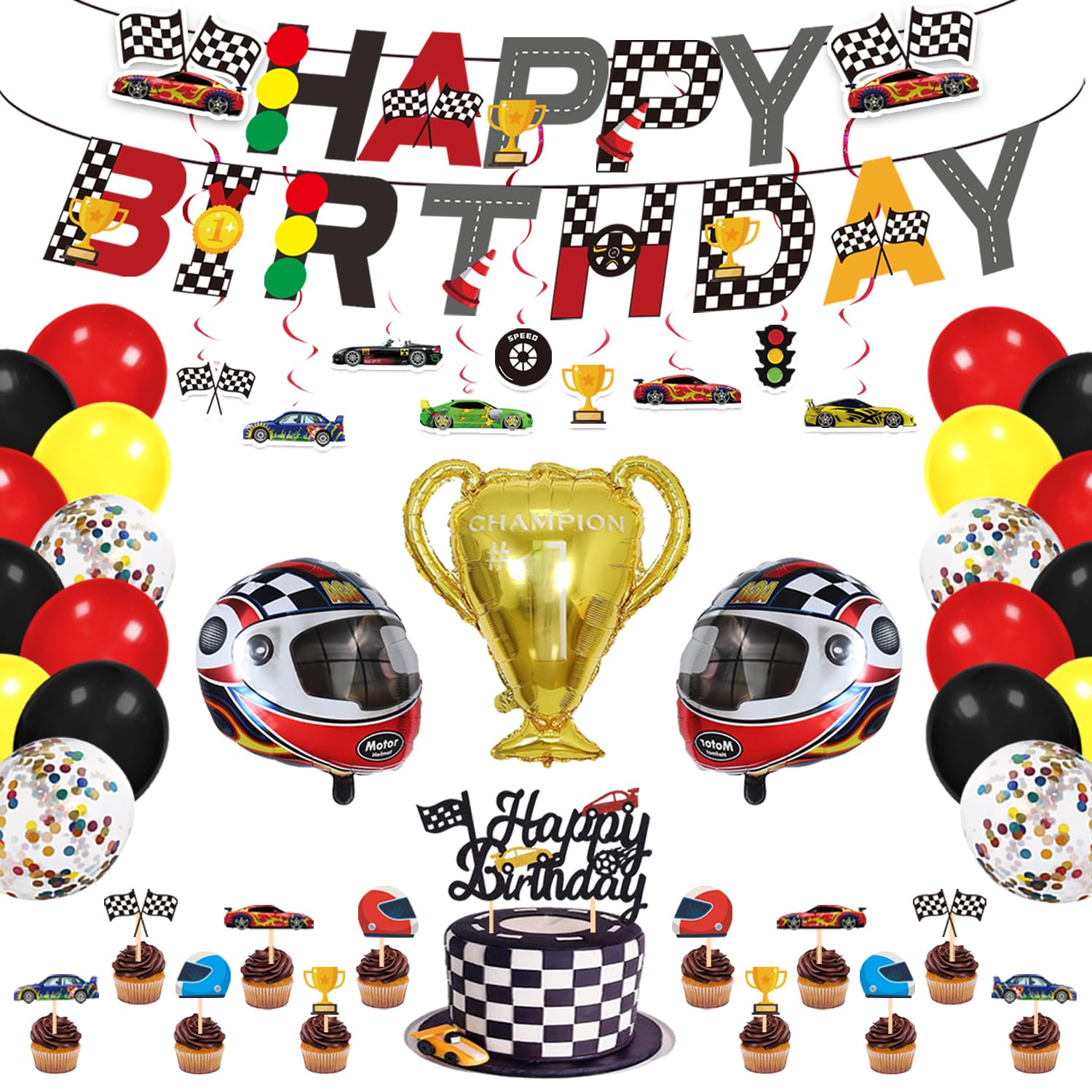 Amazon.com: Race Car Birthday Party Supplies Race Car Party Decorations ...