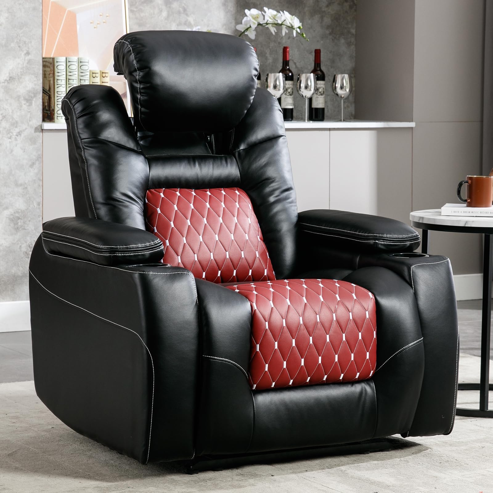 Amazon.com: ANJ Power Home Theater Seating, Electric Genuine Leather ...