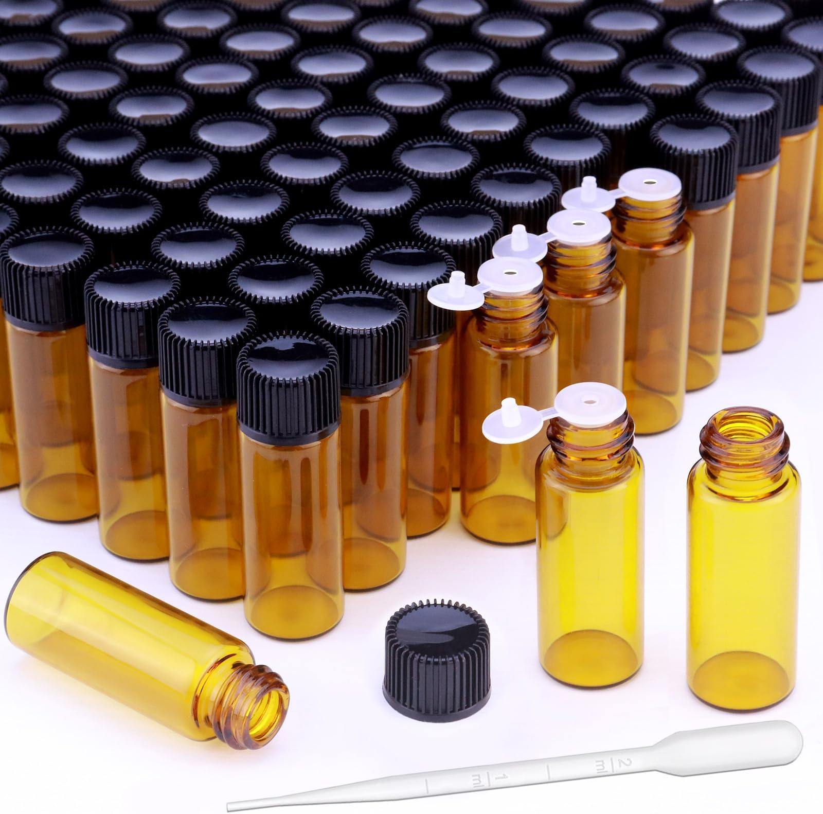 Amazon.com: 10Pcs 5ml Amber Glass Essential Oil Sample Bottles Vials ...