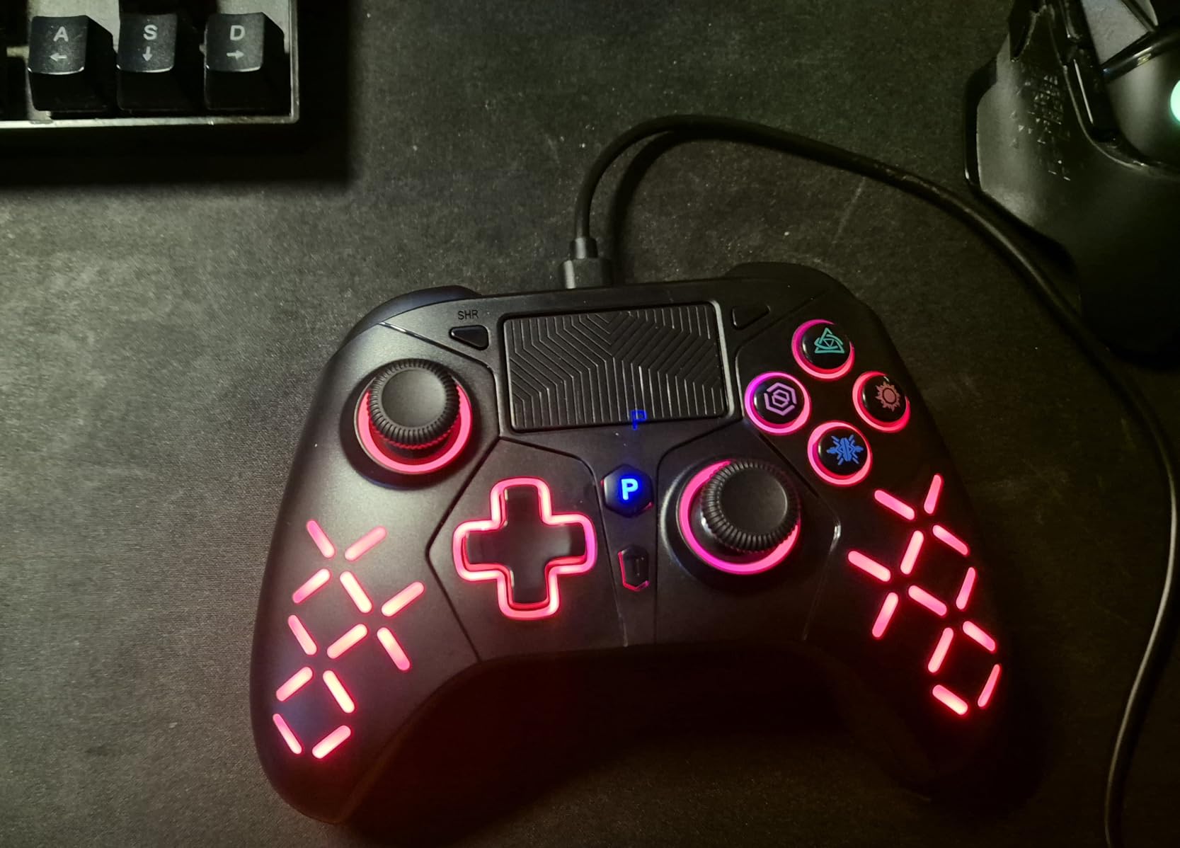 TURPOW Wireless Controller for PS4 RGB Gamepad Remote Control with Dual ...