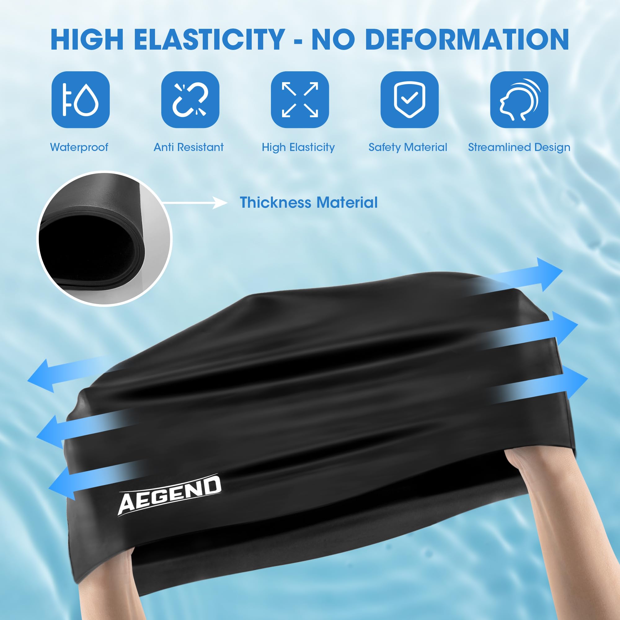 Aegend 2 Pack Long Hair Swim Cap for Girls and Boys Aged 3-15 ...