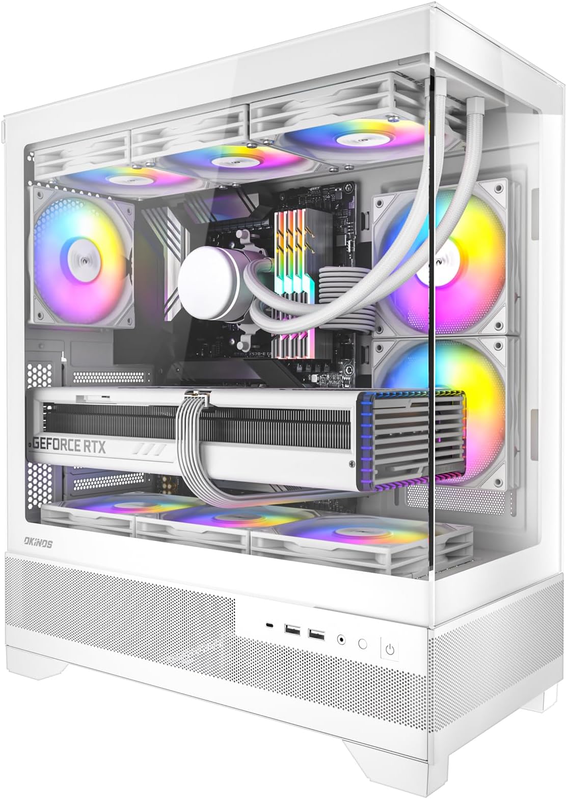 Amazon.com: Power Train White ATX PC case, 3 RGB Fans Pre-Installed ...