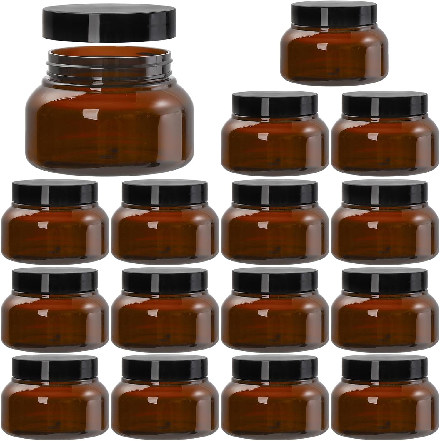 Amazon.com: Yarlung 16 Pack 8 Oz Plastic Containers with Lids, Brown ...