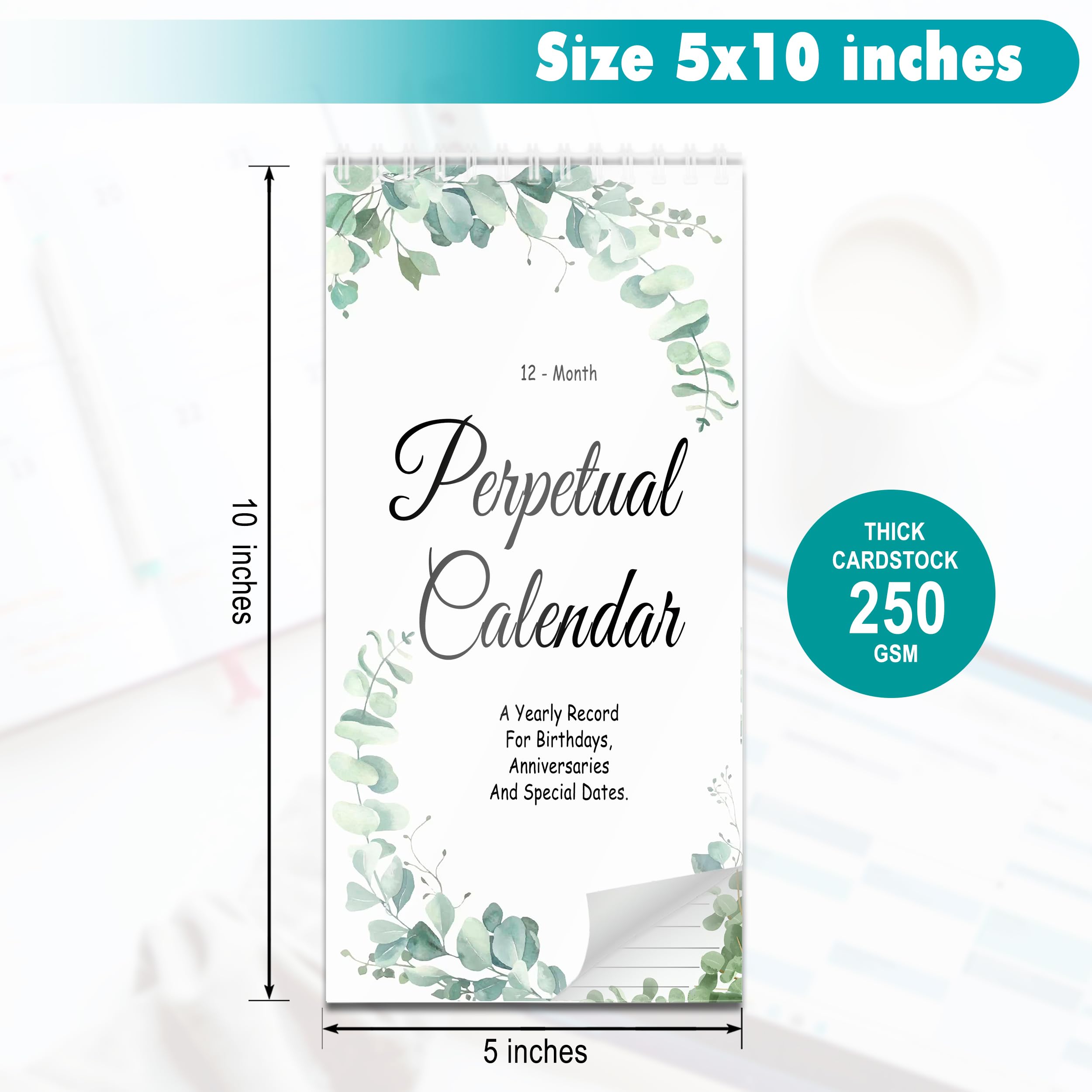 Monthly Wall Calendar Perpetual Birthday Calendar - 12 Month Wall ...