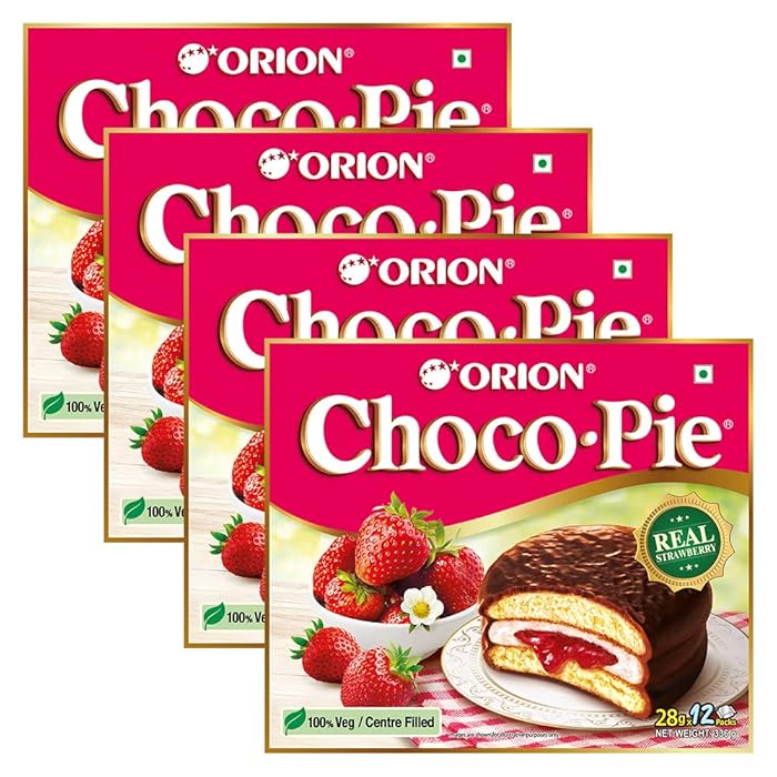 Buy Orion Strawberry Choco Pie - 12 pies Pack - 4 Boxes (48 pies ...