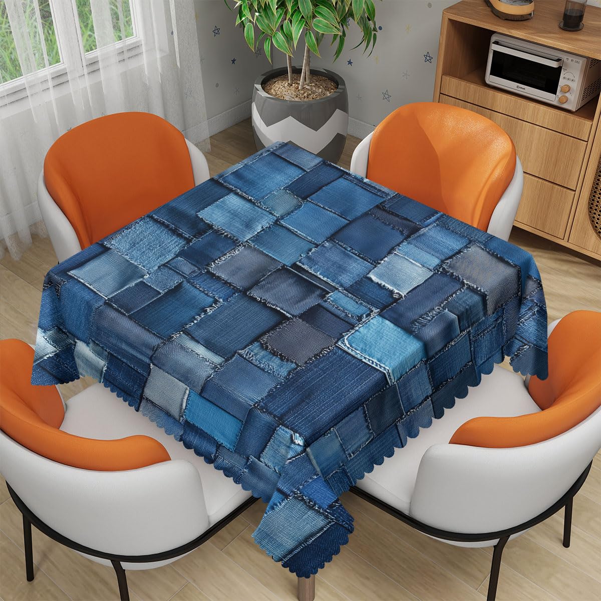Amazon.com: XYSCSJ Denim Patchwork Tablecloth 60x60 Inch Square Vintage ...