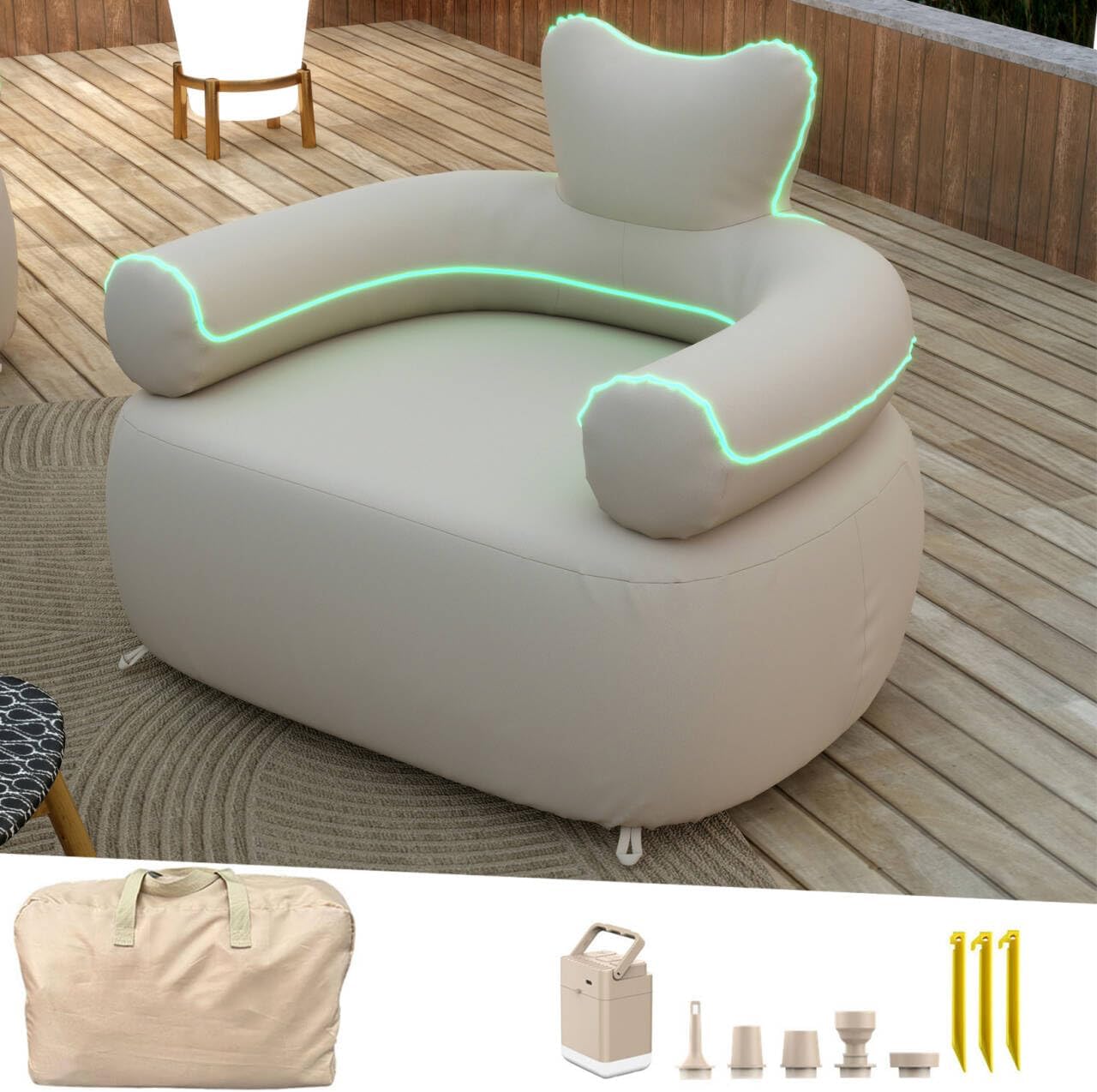 LUOOV Foldable Inflatable Bench, Camping Chair for Adults, Waterproof ...