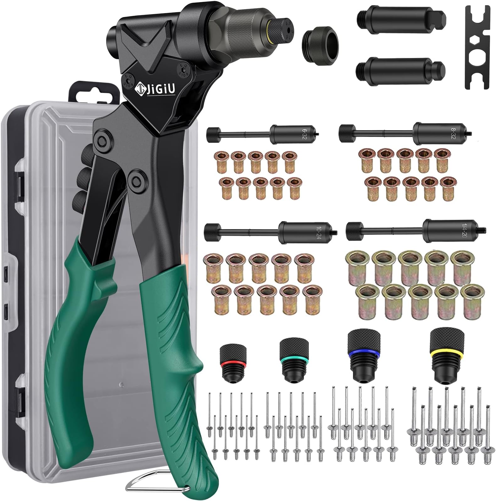 Amazon.com: JiGiU Rivet Nut Tool Rivet Gun Reamer 3 in 1, 360° Swivel ...