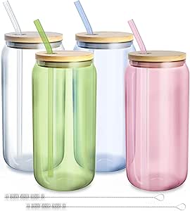 Amazon.com: fullstar Glass Tumblers with Lids and Straws – Reusable ...