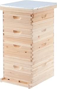 Amazon.com : CREWORKS Bee Hive Boxes Starter Kit, Langstroth Beehive for Bee Keeping, 4 Layer ...
