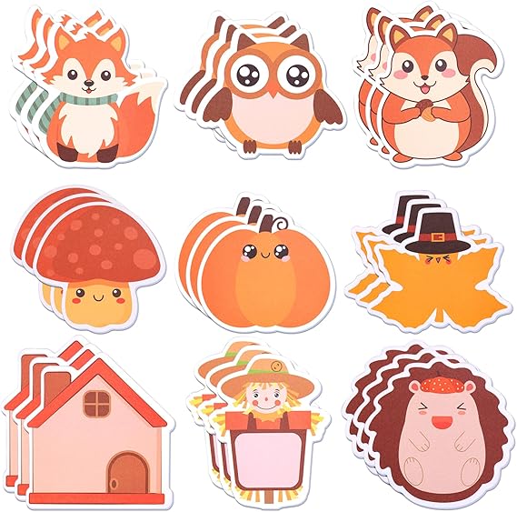 Amazon.com : 36 Pack Fall Sticky Notes,720 Sheets Animal Fox Hedgehog ...