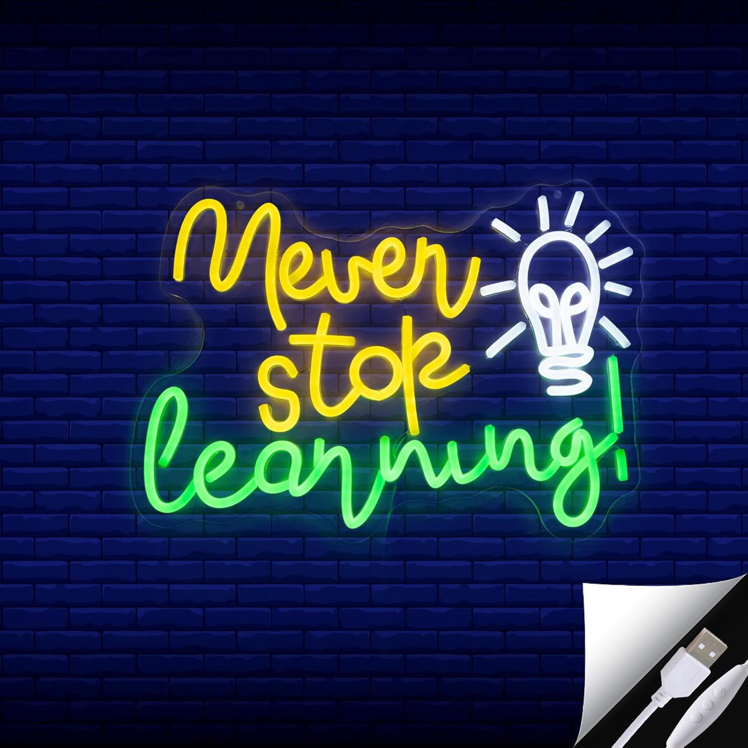 Never Stop Learning Neon Signs for Wall Decor Inspirational Letter Neon ...