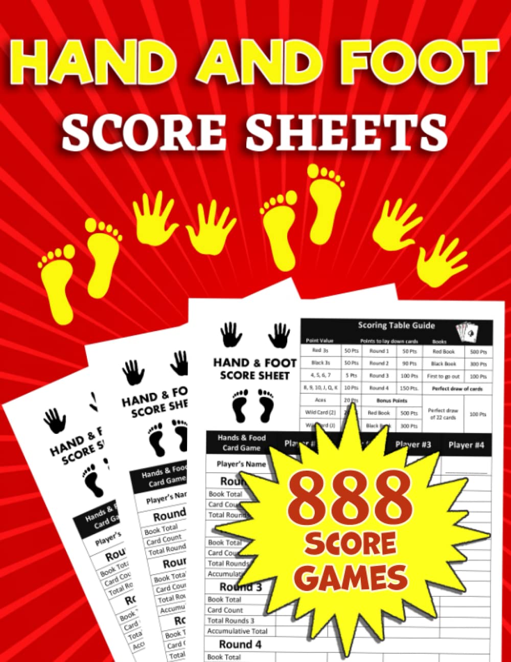 Hand and Foot Score Sheets: 888 Large Score Pads for Scorekeeping ...