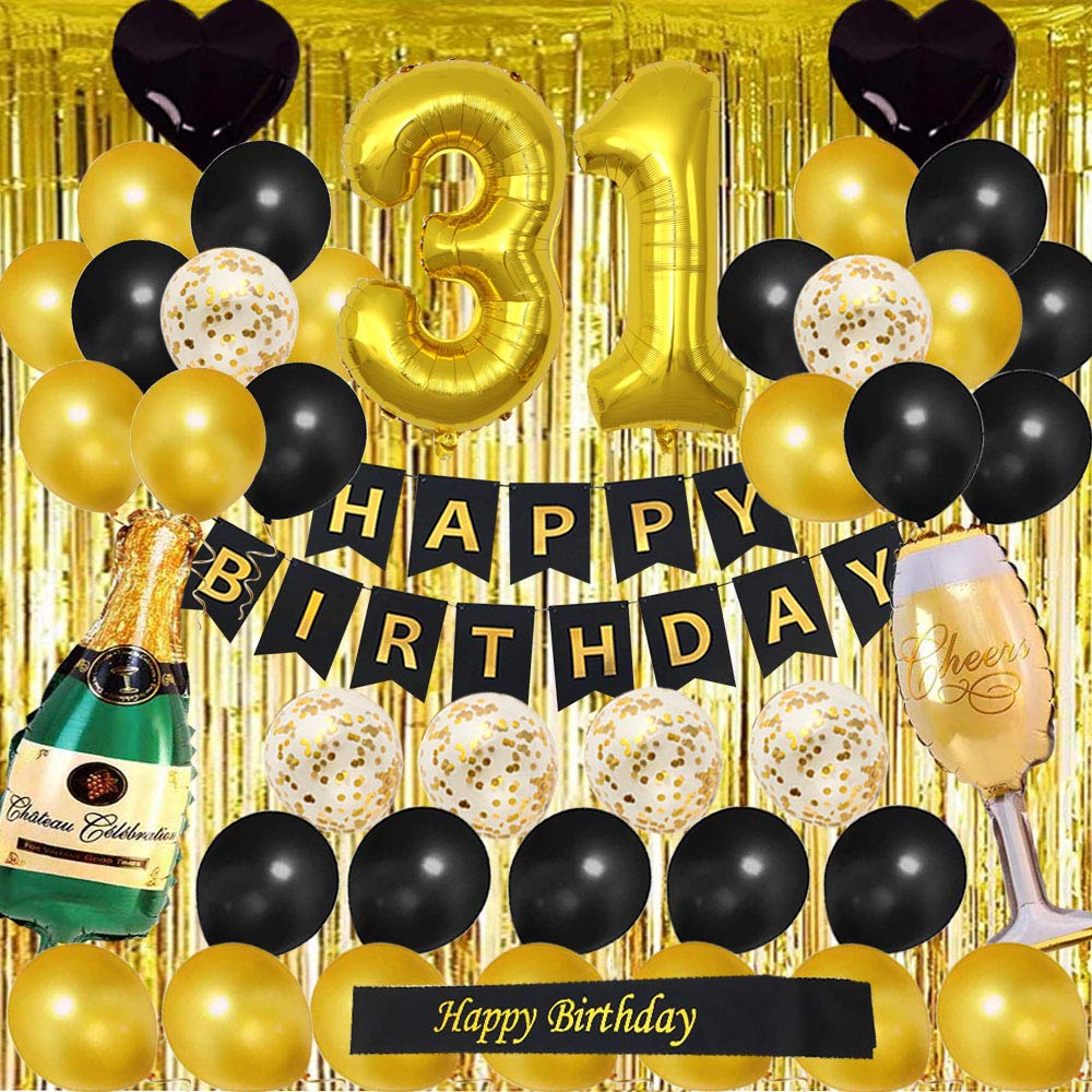 Buy Gold 31ST Birthday Party Decorations Supplies Gold Metallic Latex ...