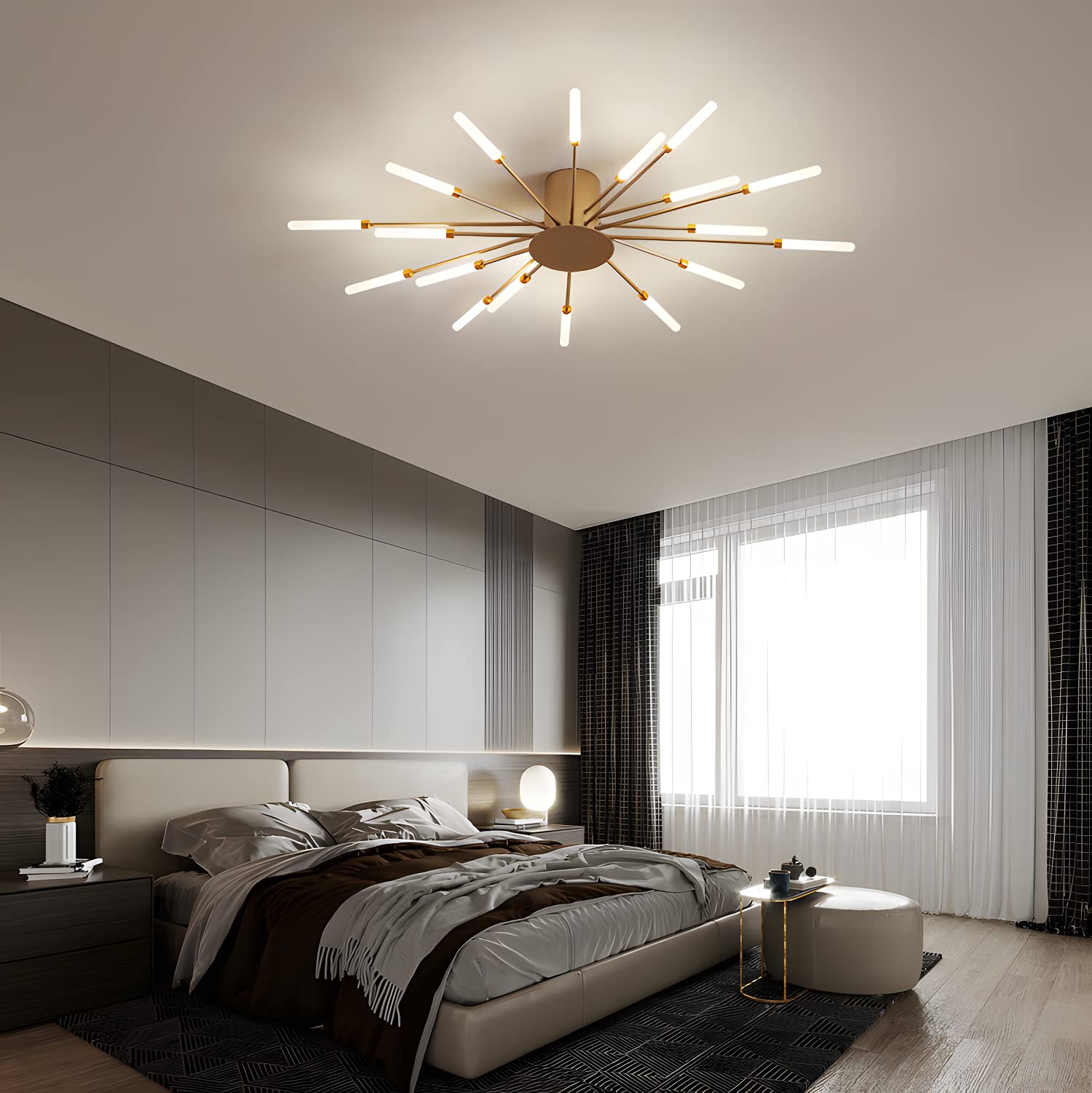 Starburst Ceiling Fixture Dandelion 8 Light Glass Globe Starburst