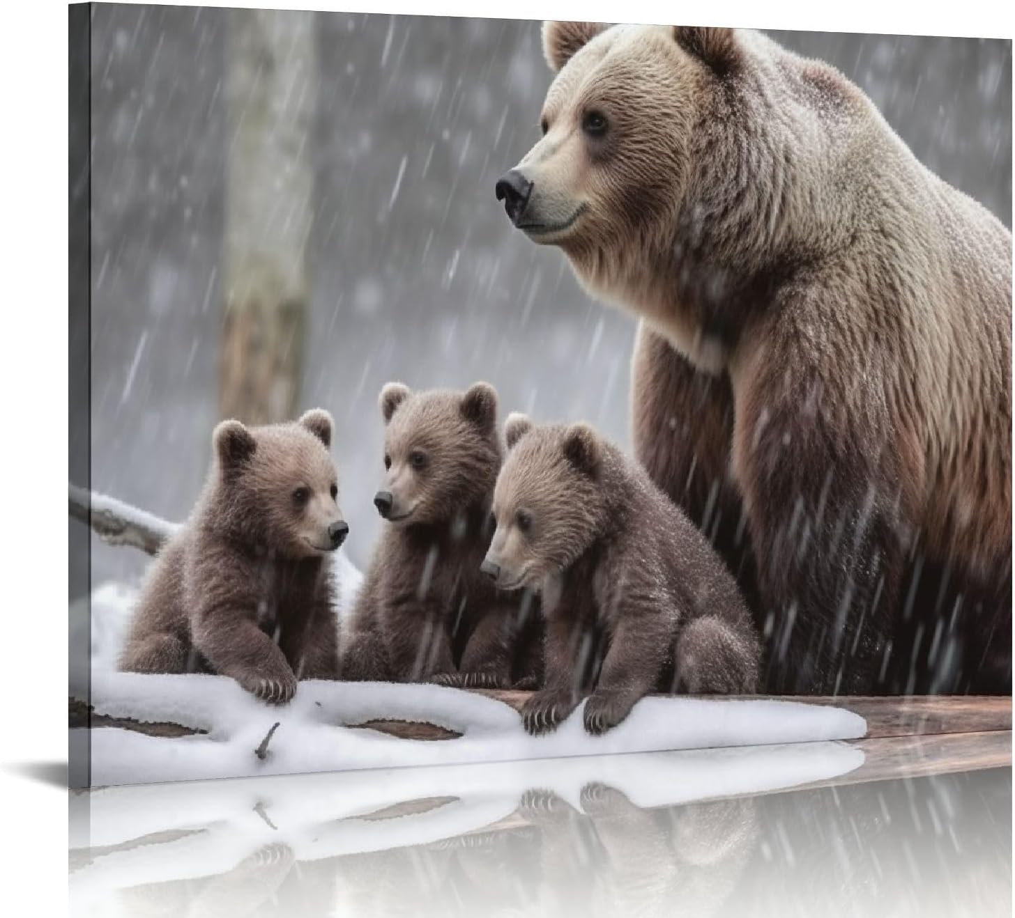 Amazon.com: GOSMITH Grizzly Bear Wall Art Decor: Grey Bear Mama and ...