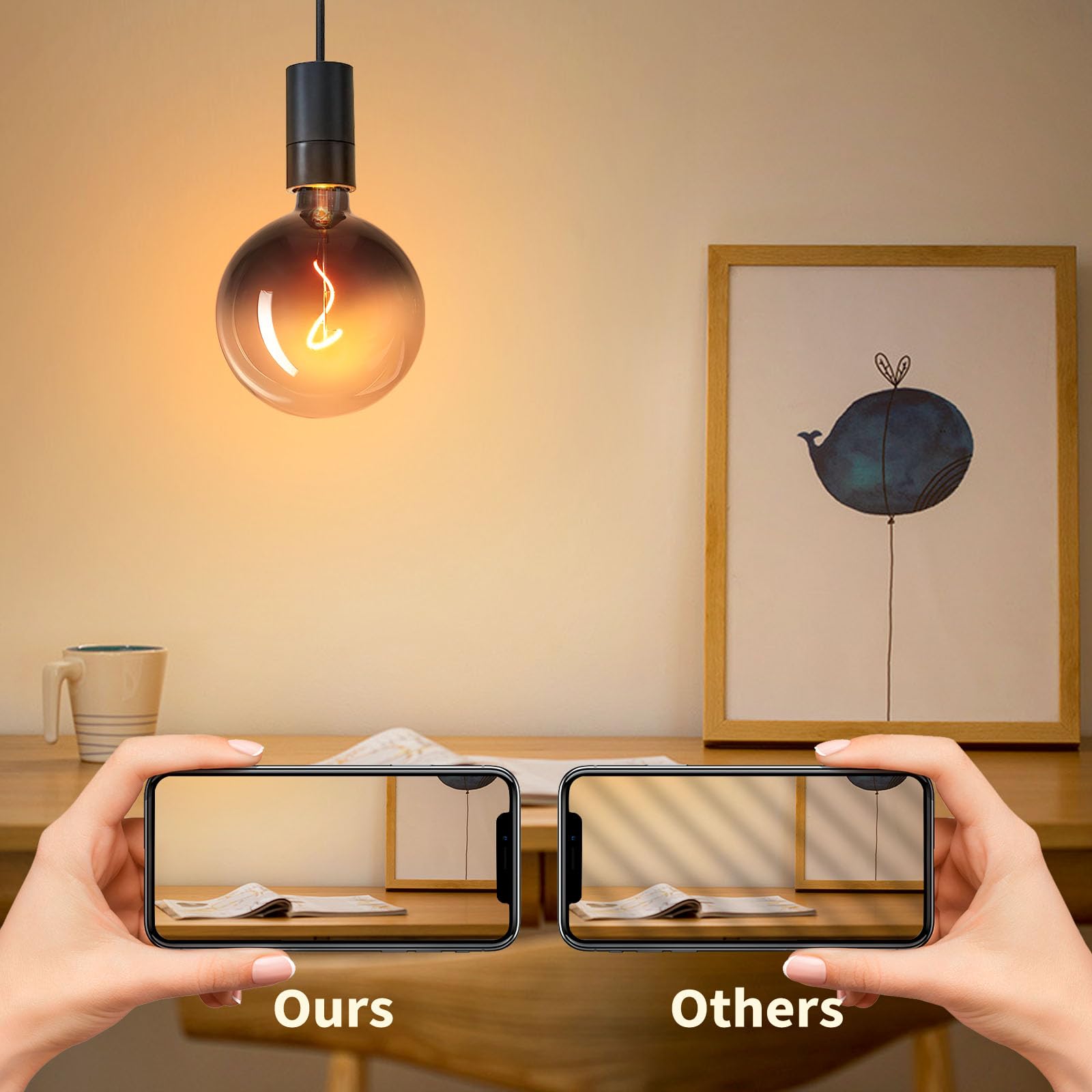 Snapklik.com : ONEWISH G150 Globe LED Bulb - Gradient Black Clear Glass ...