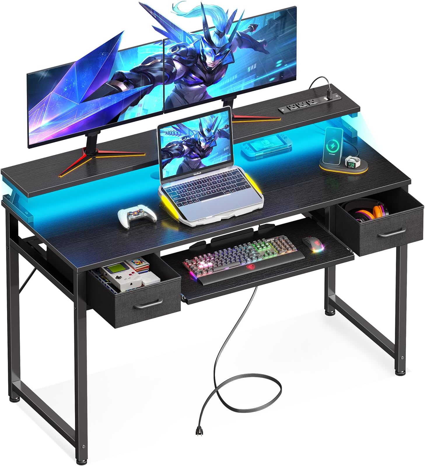 Amazon.com: JOMEED Modern 46.5 Inch Computer Desk with Monitor Stand ...