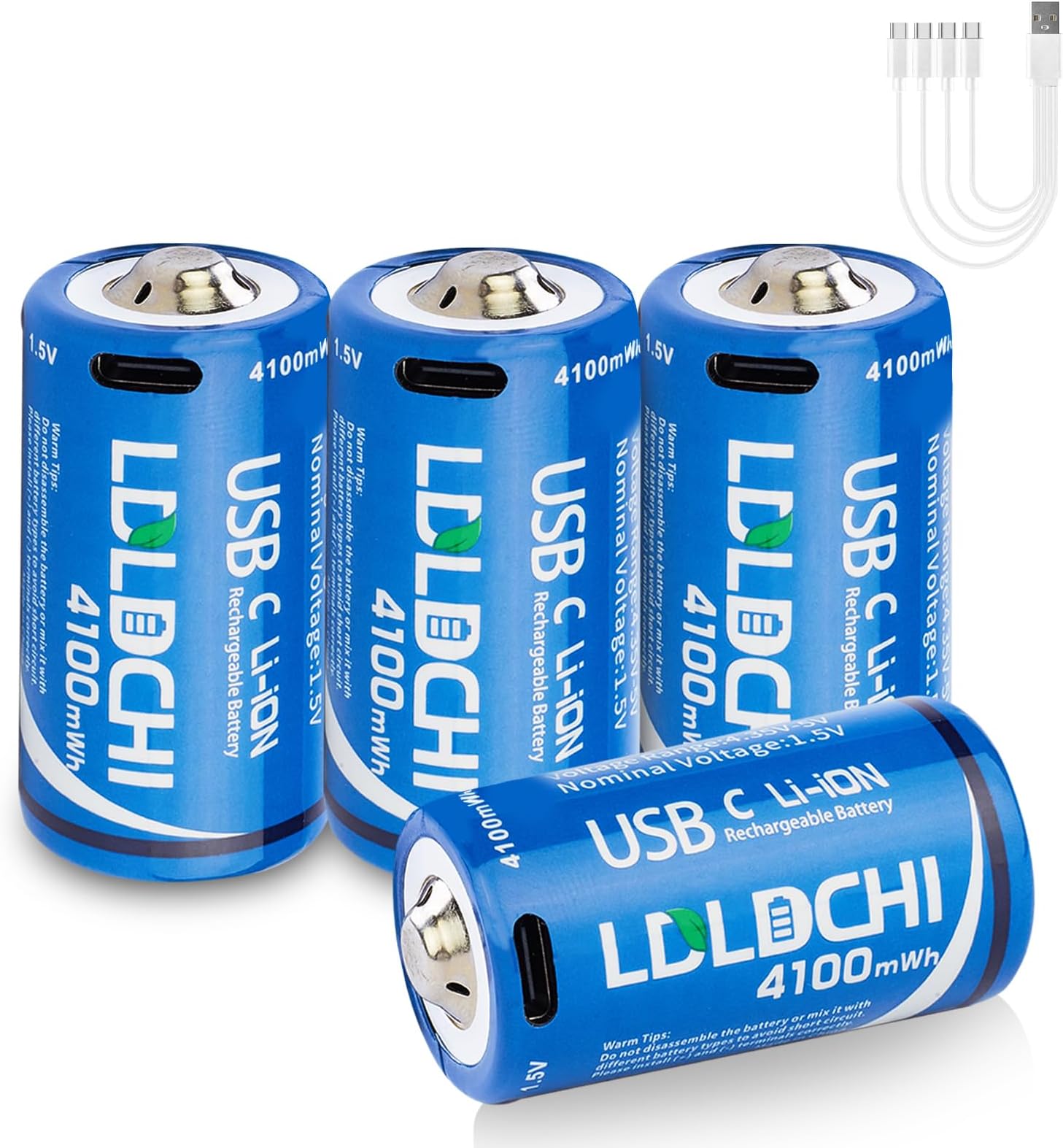 Amazon.com: Rechargeable Lithium C Battery 4 Pack, Batteries c Size ...