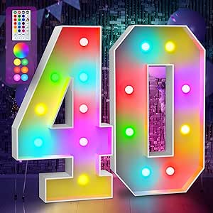 Amazon.com: Marquee Numbers Colorful 40th-Birthday Decoration: 4FT ...