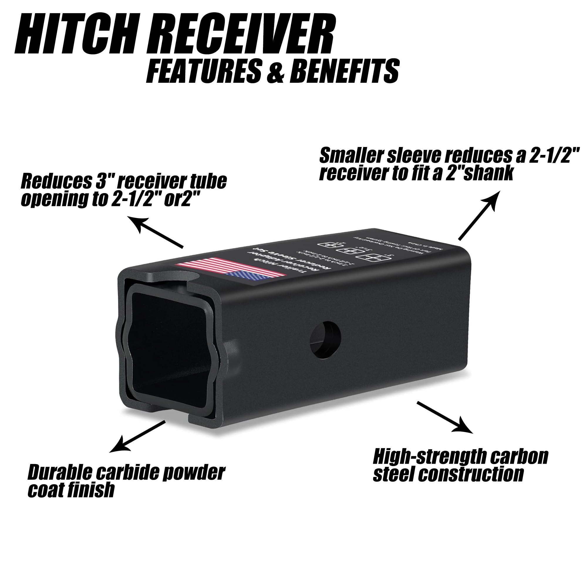 Snapklik.com : AUTODUNK Trailer Hitch Receiver Adapter Reducer Sleeve Set
