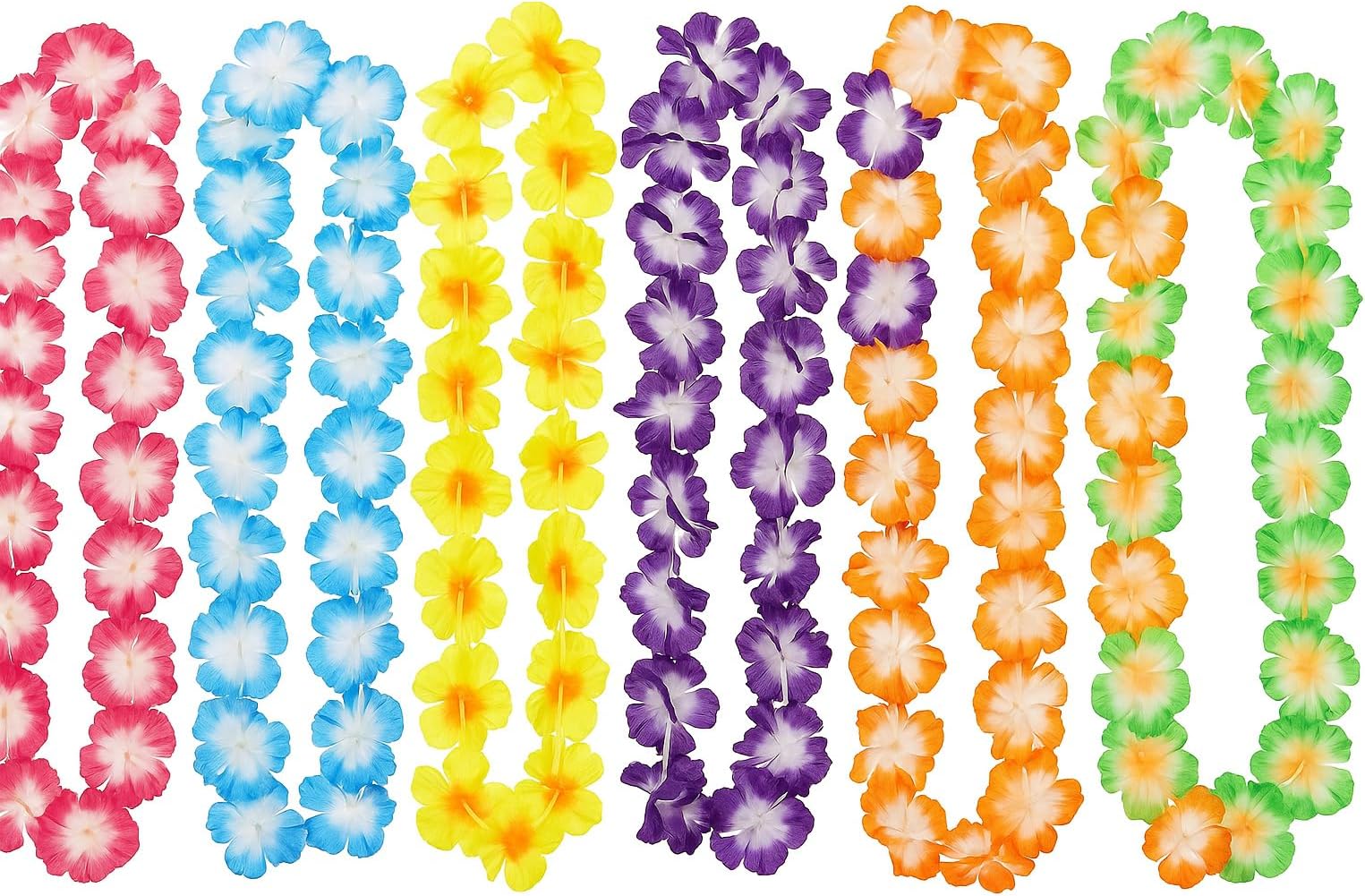 Amazon.com: 24Pcs Hawaiian Leis for Luau Party Decor, Colorful Flower ...
