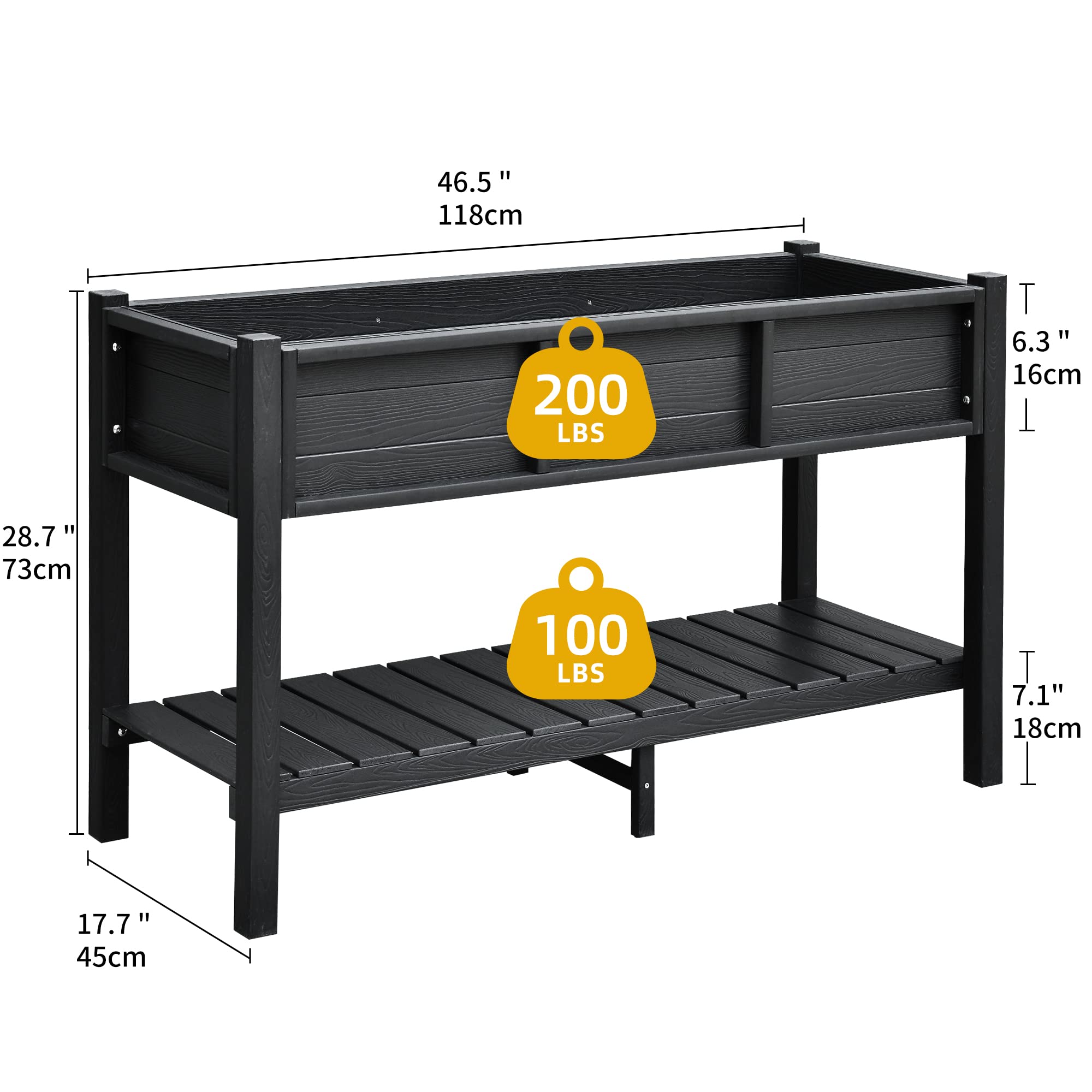 Snapklik.com : DWVO 48x18x30in Raised Garden Bed, Poly Wood Planter Box ...