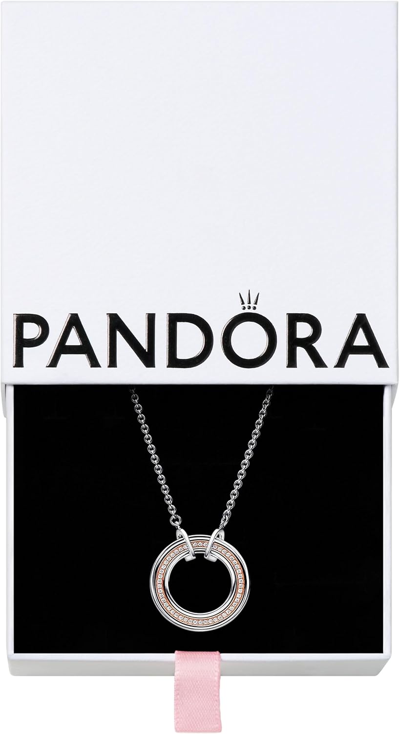 Amazon.com: Pandora Signature Two-Tone Logo & Pavé Necklace - Gift for ...