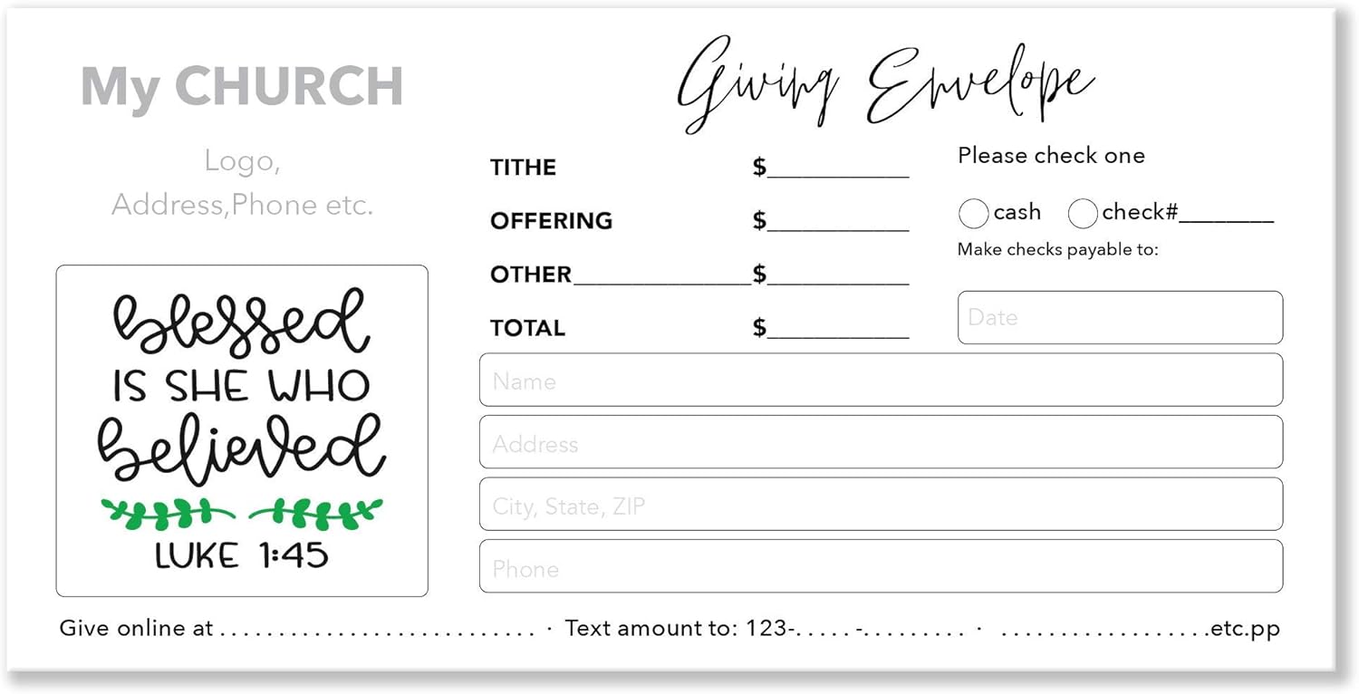 Amazon.com : 500 Custom Tithes and Offering Envelopes for Church ...