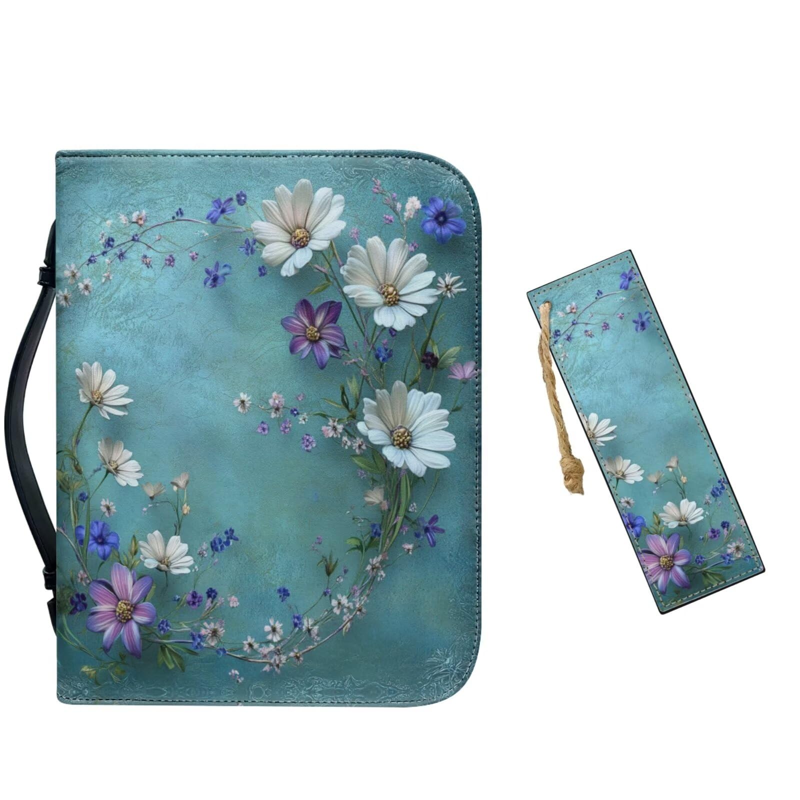 Amazon.com: Leather Daisy Bible Cover Case for Women Green Bible Cover ...