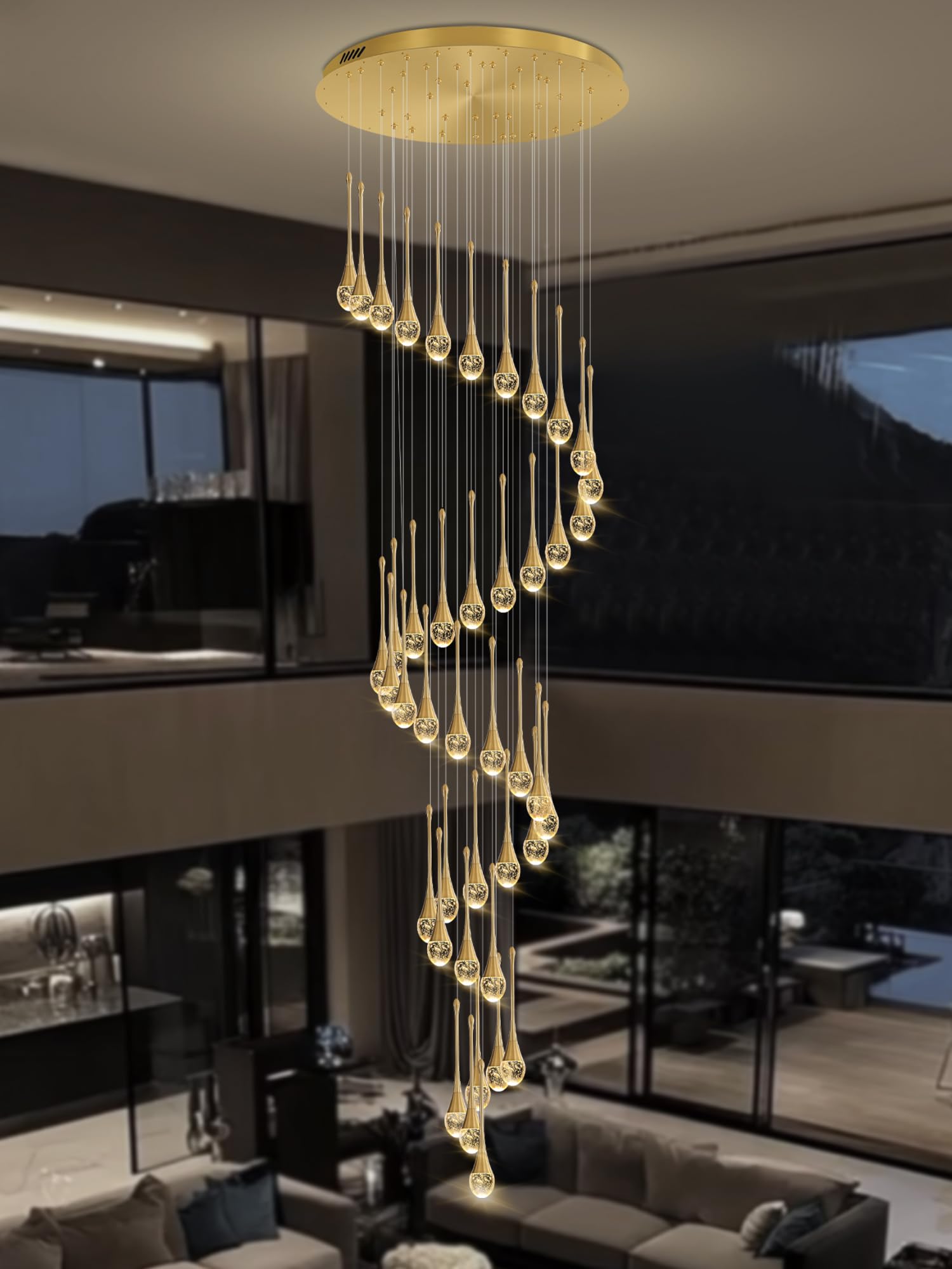 ykolupty H197 Foyer Chandeliers for high Ceiling Luxury Hanging Lights ...