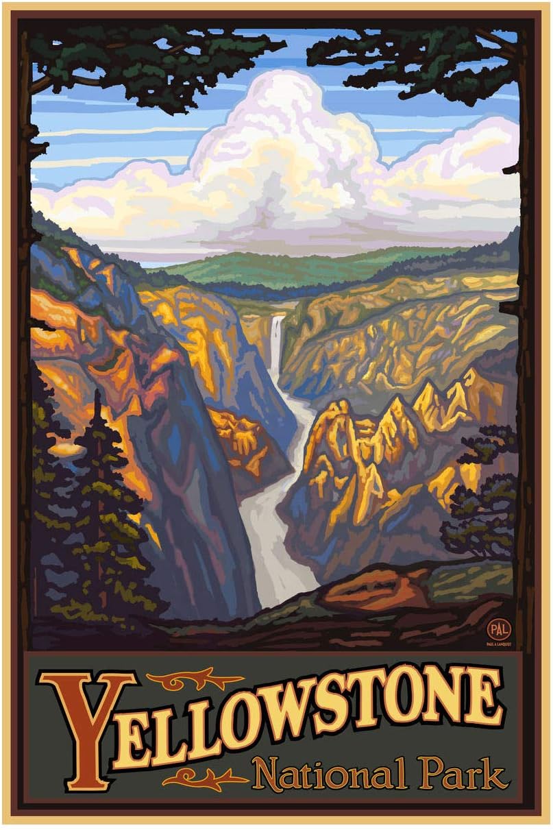 Amazon.com: Art of Place Yellowstone National Park Yellowstone Falls ...