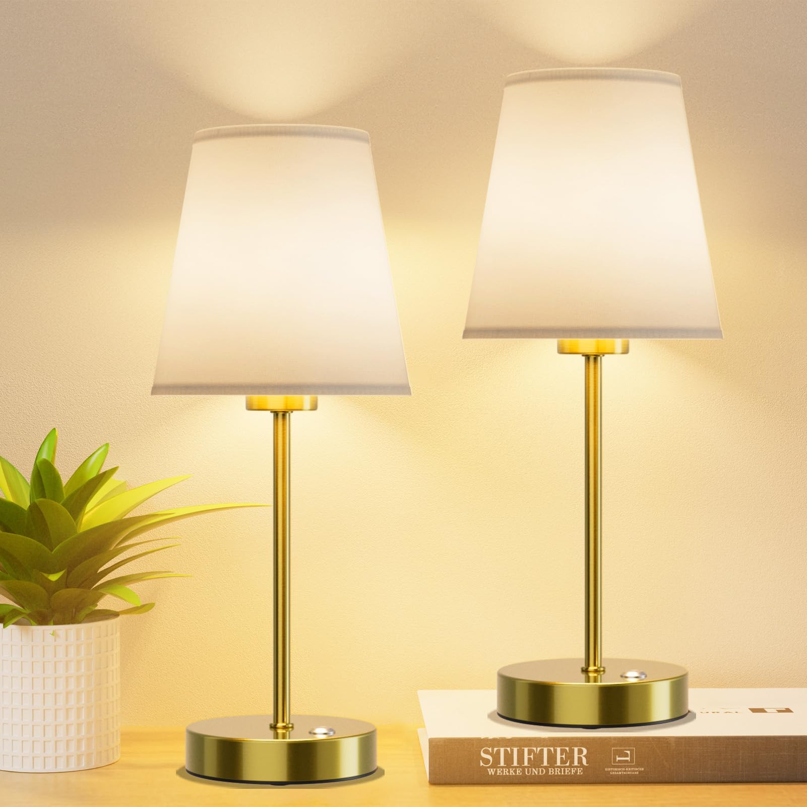 Aoceley Set of 2 Industrial Remote Control Table Lamps Nightstand Lamp ...