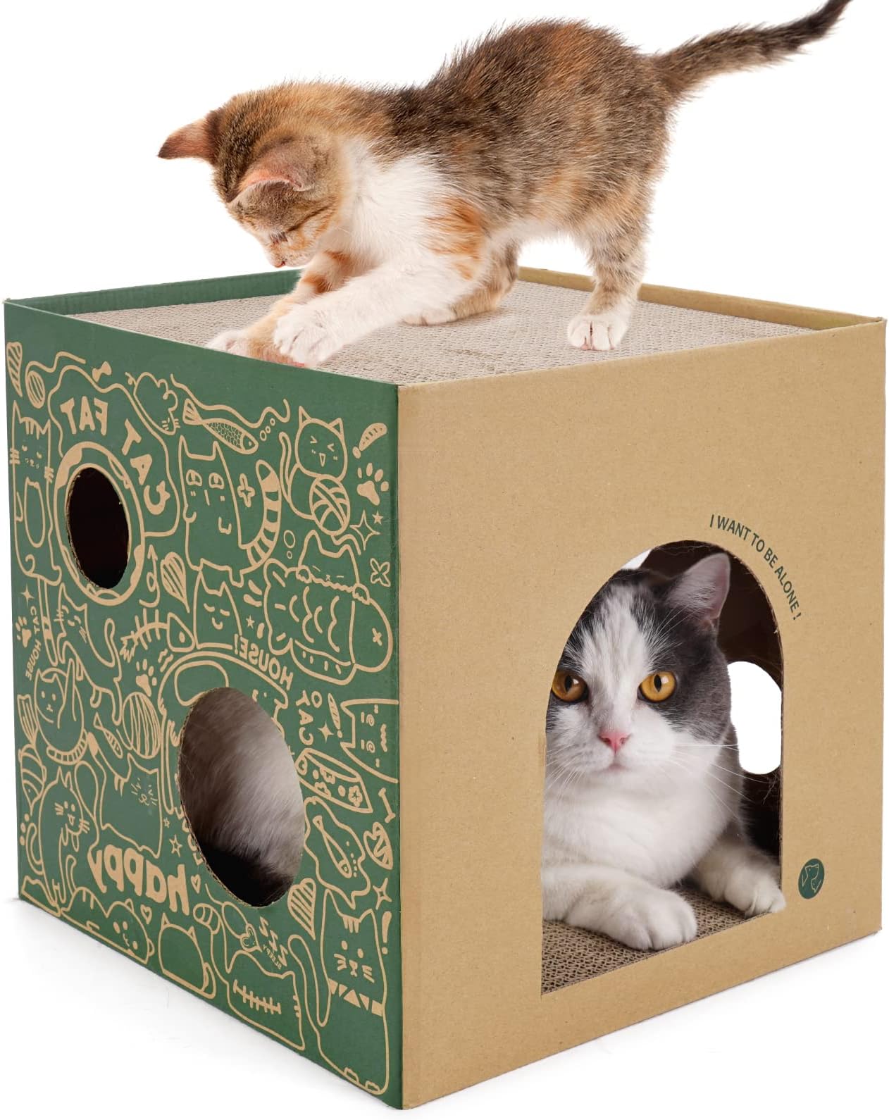 Amazon.com : SVY Cozy Cat House with Scratcher Pad, Made of Corrugated ...