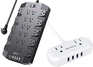 Amazon.com: Power Strip, SUPERDANNY Surge Protector with 22 Outlets, 2 ...