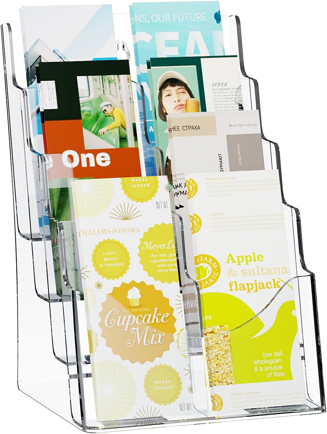 Amazon.com: AJNP 5 Tier Acrylic Brochure Holder 8.5 x 11’’ Display ...