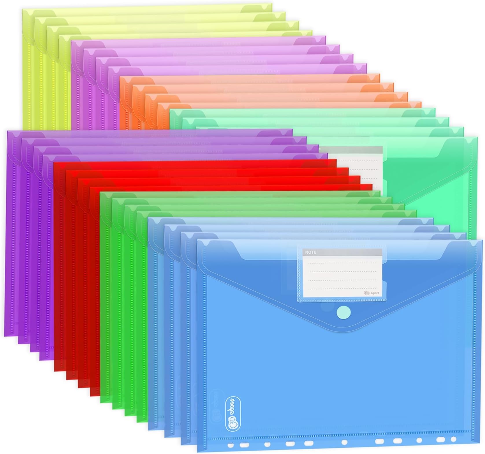 Agoer A4 Punched Wallets Widen,32 Pcs A4+ Clear Document Popper Wallets ...