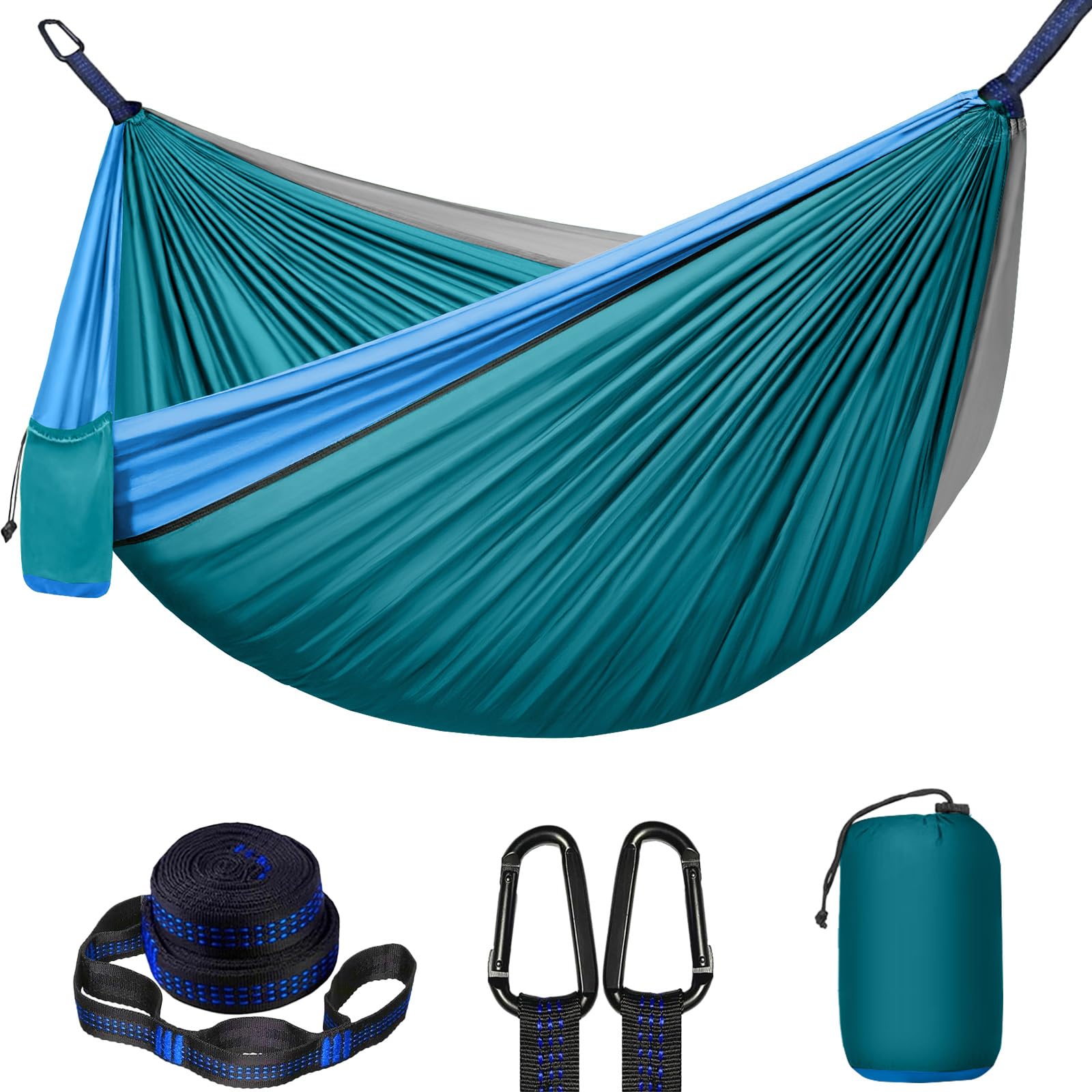 Double Camping Hammock, Two Person Hammocks with 2 Tree Straps(16+2 ...