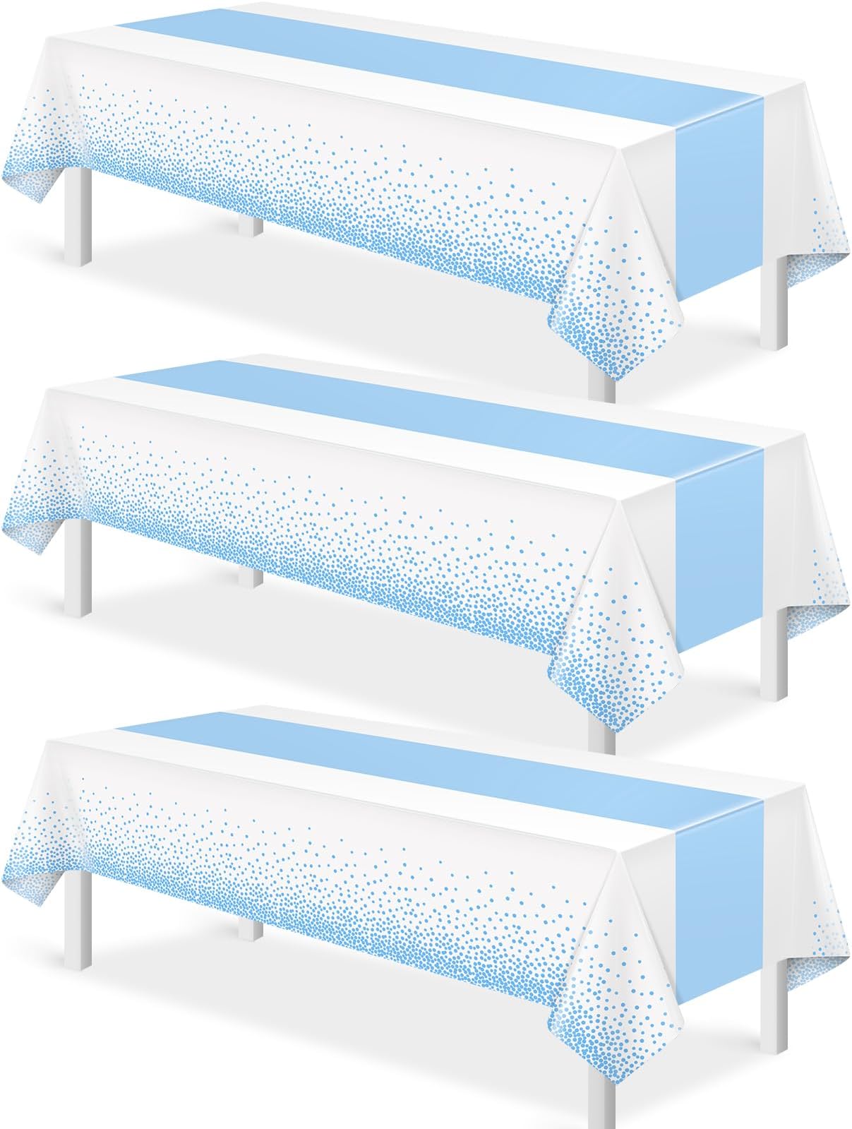 Amazon.com: 3Pcs White and Light Blue Tablecloth Party Decorations ...