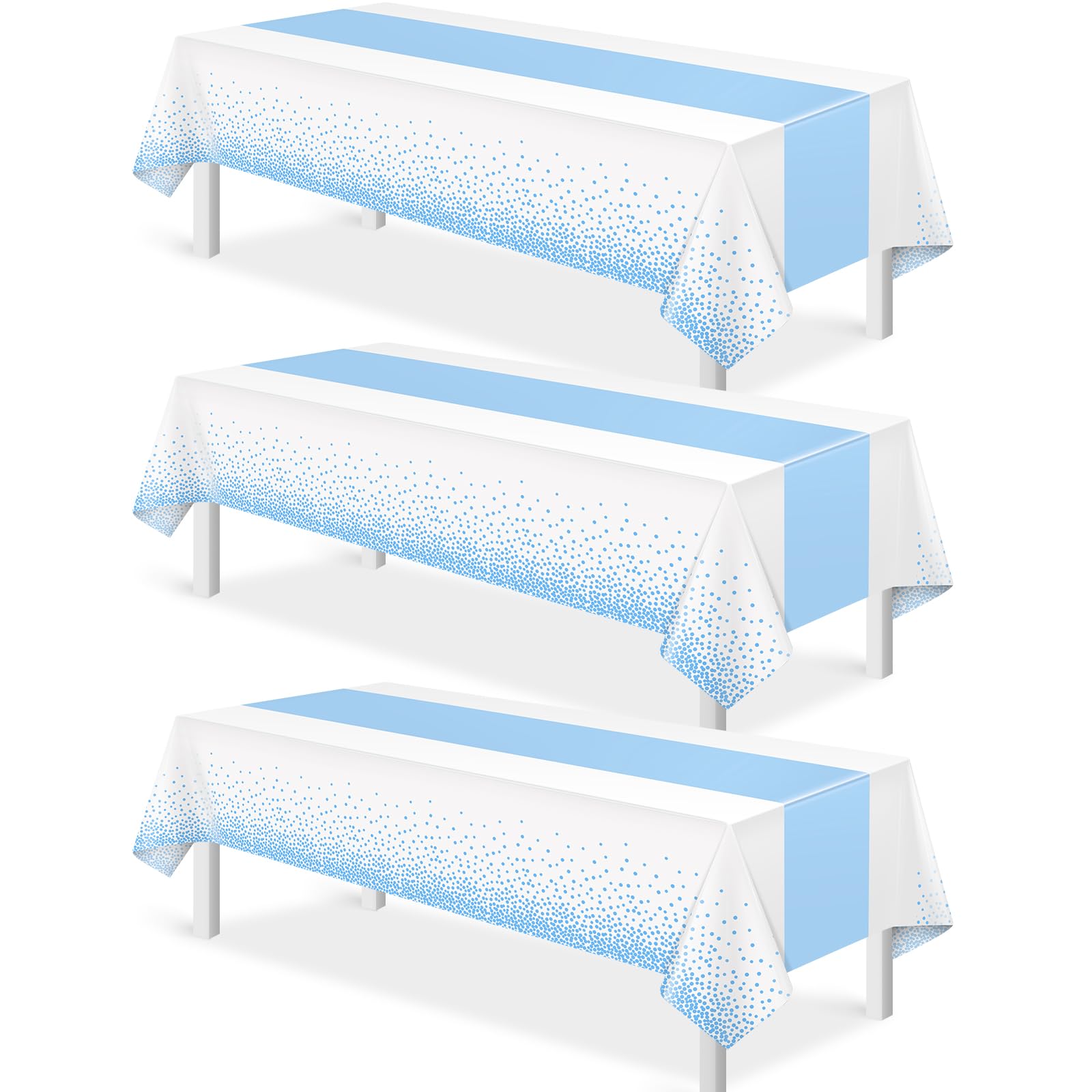 Amazon.com: 3Pcs White and Light Blue Tablecloth Party Decorations ...