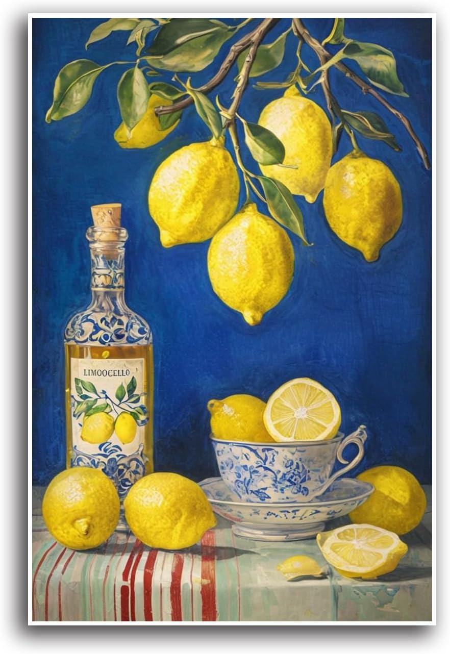 Amazon.com: Frameless Poster decoration canvas painting vintage lemon ...