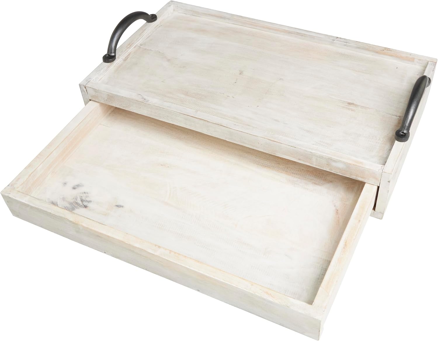 Amazon.com: Deco 79 Mango Wood Hidden Drawer Tray with Black Metal ...