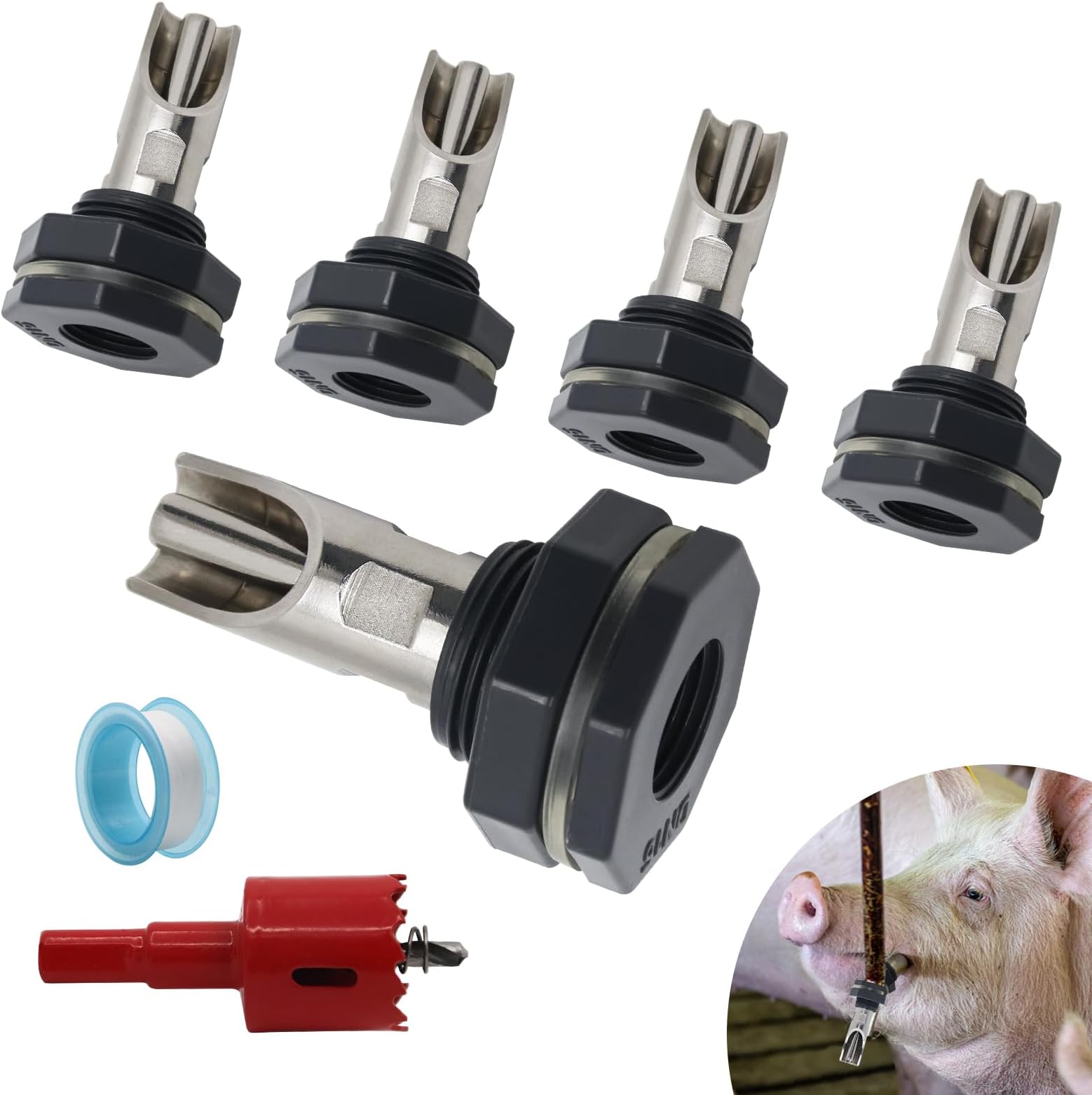 Amazon.com: 5 Pcs Stainless Steel Automatic Pig Nipple Waterer Auto Hog ...