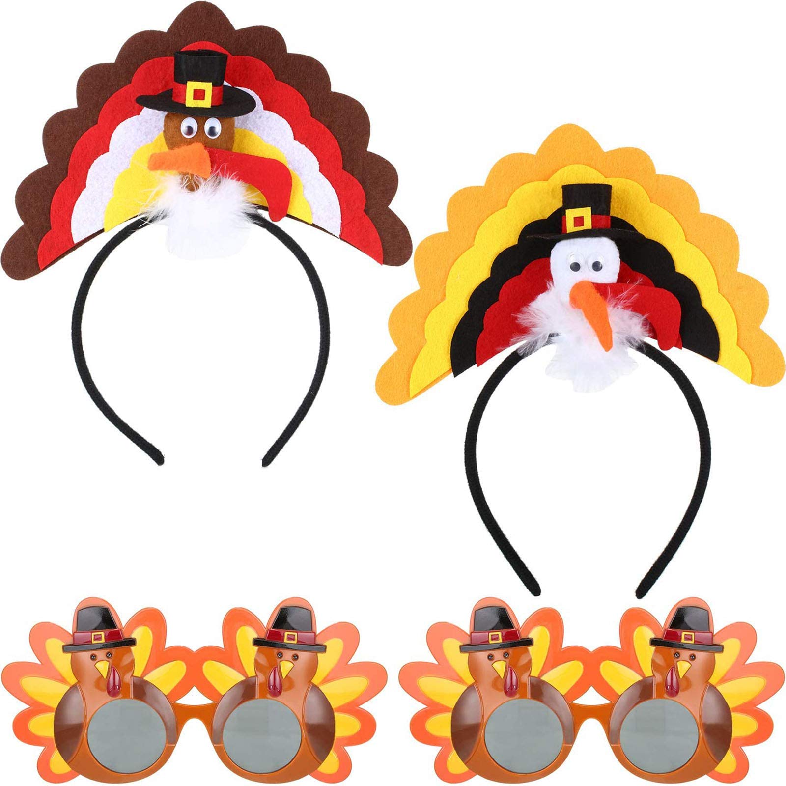 Amazon.com: WILLBOND 2 Pieces Thanksgiving Turkey Headbands, 2 Pieces ...