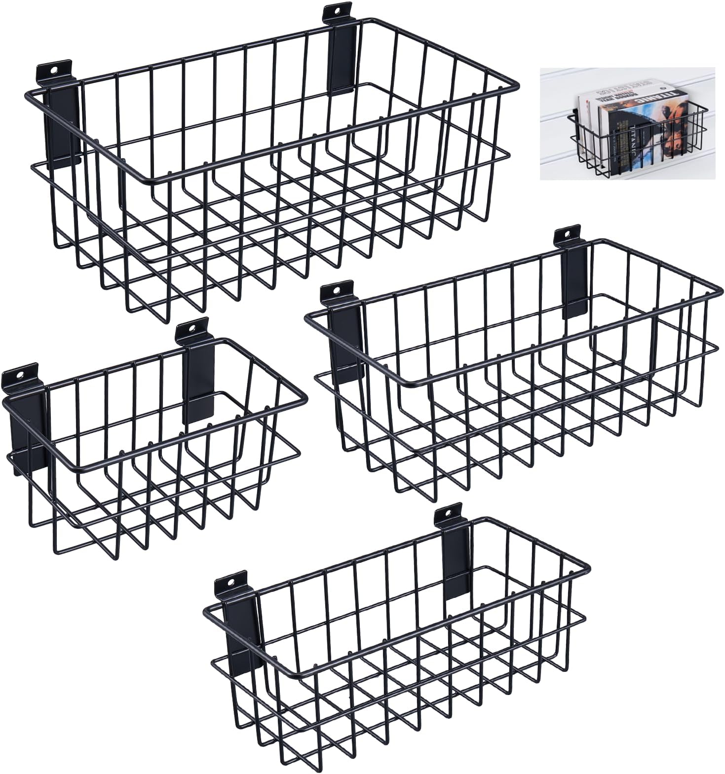 Amazon.com: Hicarer 8 Pcs Slatwall Basket Set, 4 Size Metal Ventilated ...