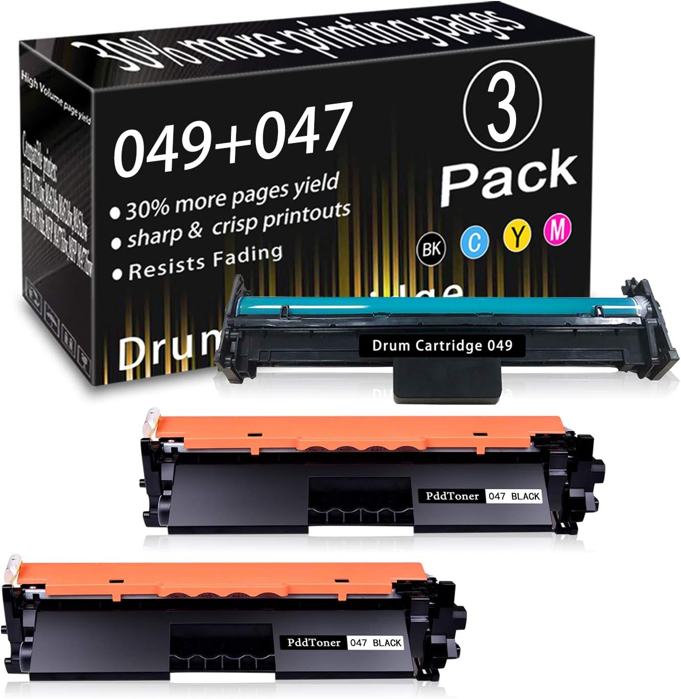 Amazon.com: 2-Pack Black 047 Toner+1-Pack 049 Drum （A Total of 3-Pack ...