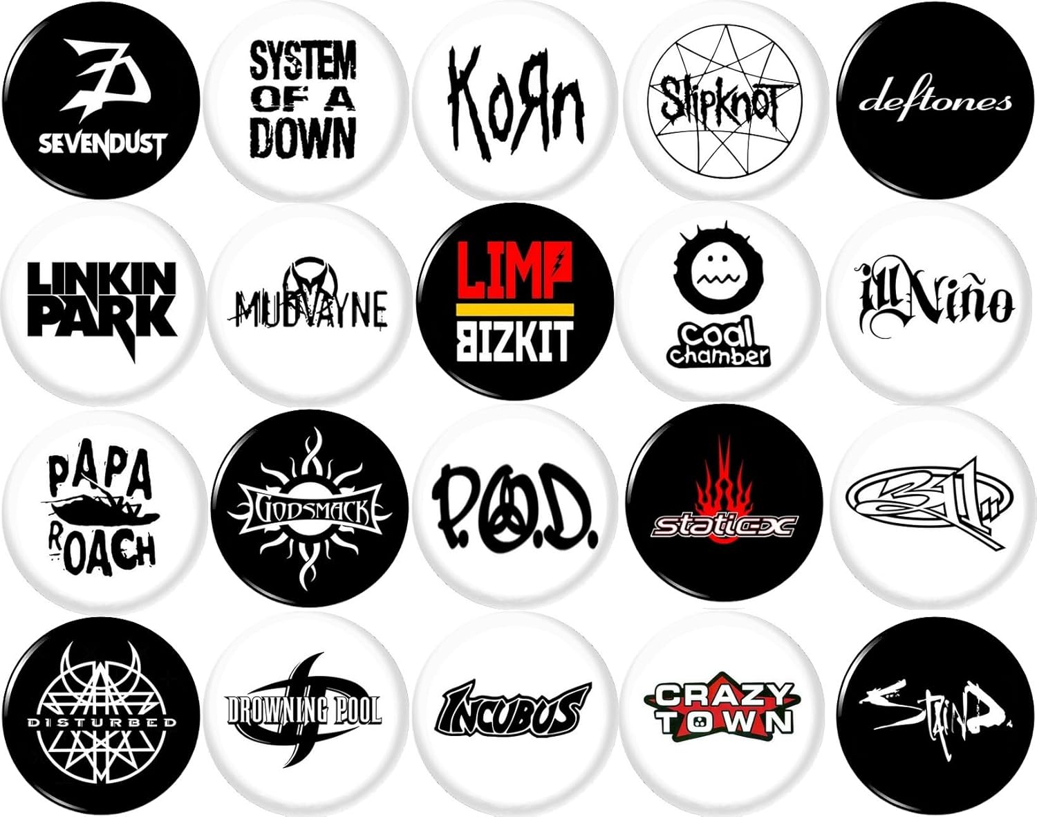 Amazon.com: NU METAL button pin set of 20 1"inch (25mm) nü-metal ...