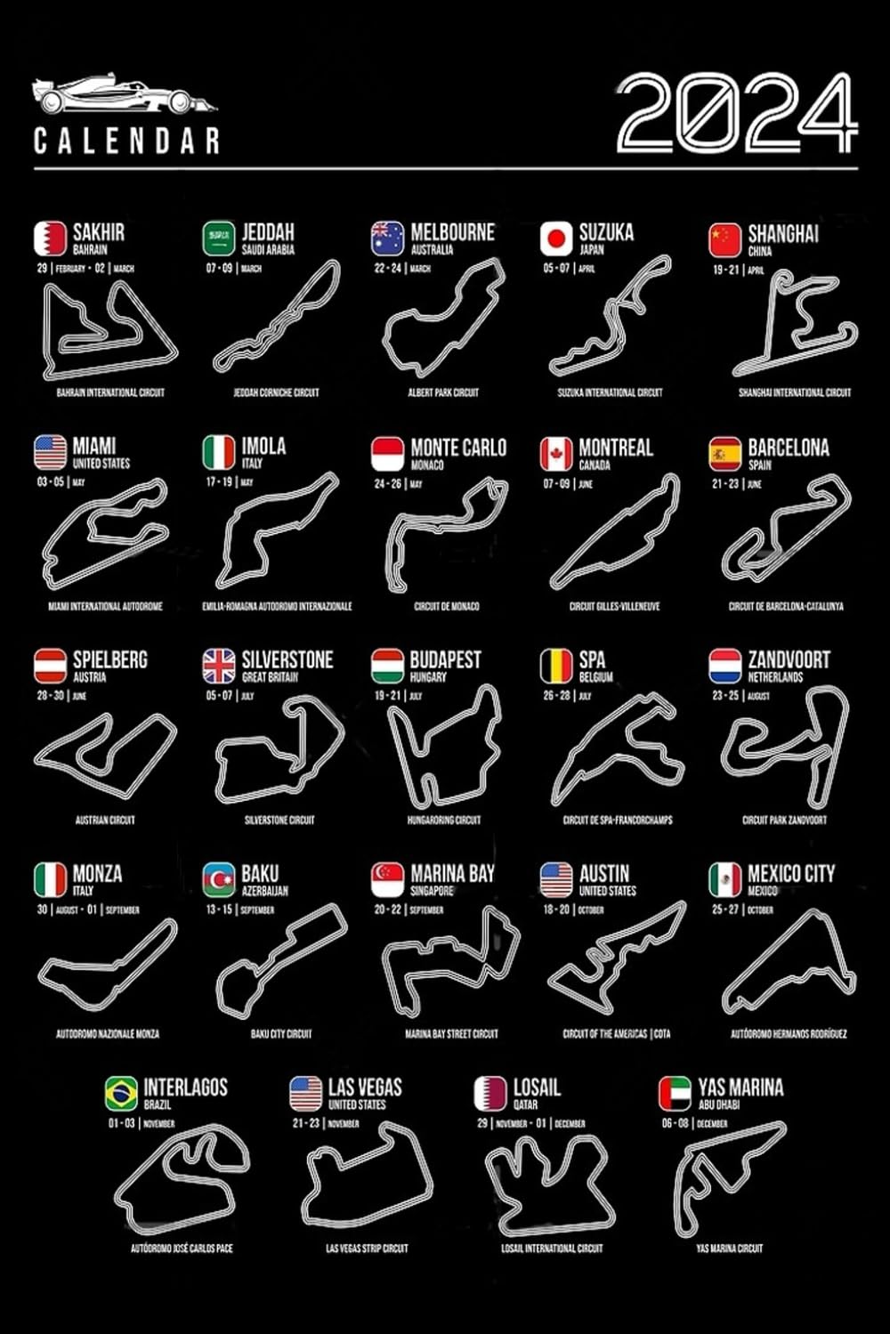 Formula Racing 2024 Circuits Race Car Formula Racing Notebook: Compact ...