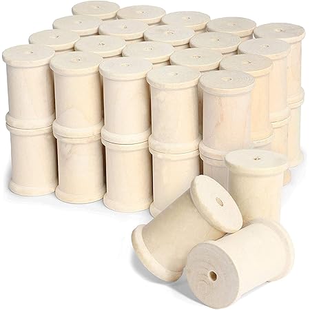 Amazon.com: DAJAVE 30 Pack Wooden Spools, 2 x 1-3/8 Inch Unfinished ...