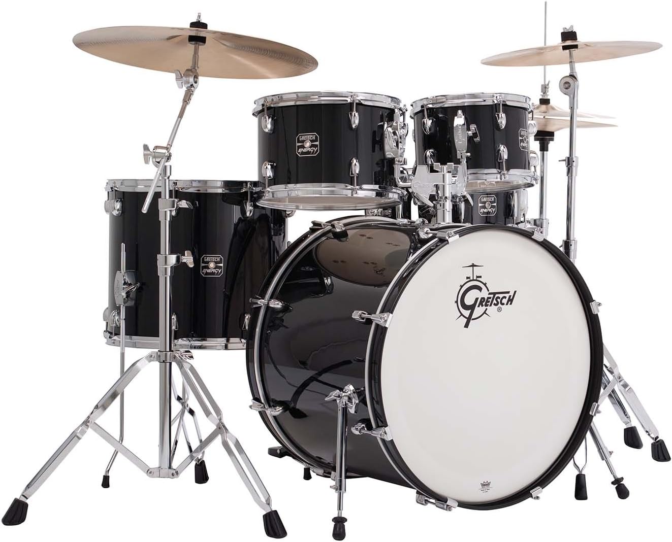 Amazon.com: Gretsch Drums Energy GEX-E825PK-BK 5-Piece Drum Set, Black ...
